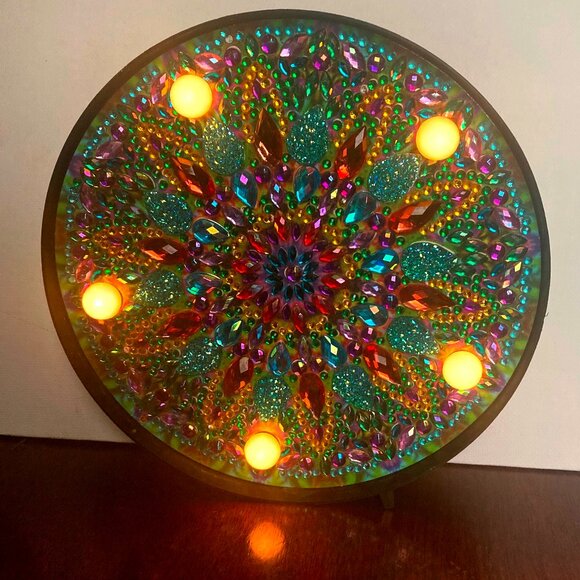 Art | Jewel Light Up Round Table Top Decor Light 6 Inches Stand Or Hang ...